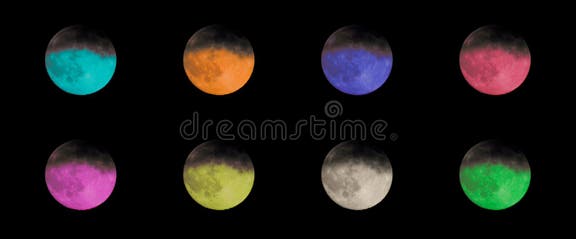 Collection of Colored Moons Stock Image - Image of astrology, fantasy ...