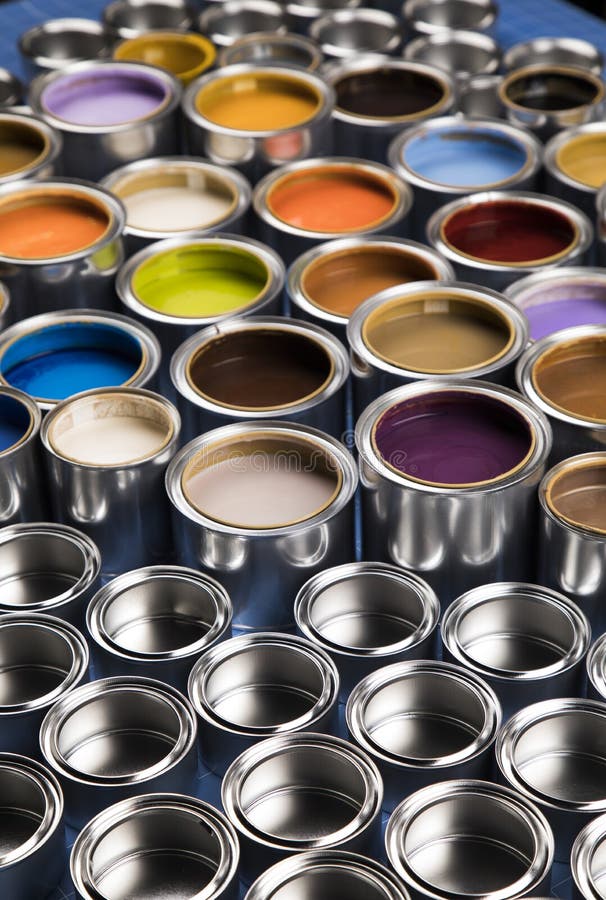 Collection of Colored Paints Cans Stock Image - Image of multi, bucket ...