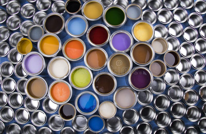 Collection of Colored Paints Cans Stock Image - Image of change, bucket ...