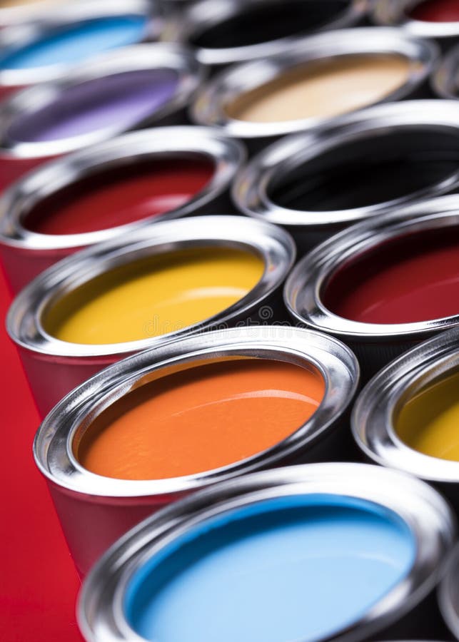 Collection of Colored Paints Cans Stock Photo - Image of colored ...