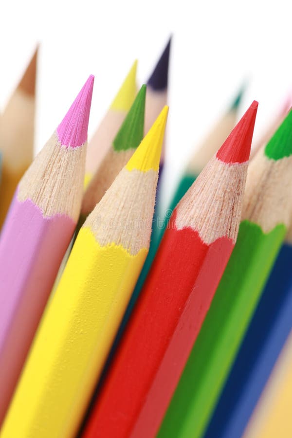 Colored Pencils in a Row, Isolated Stock Image - Image of idea, paint ...