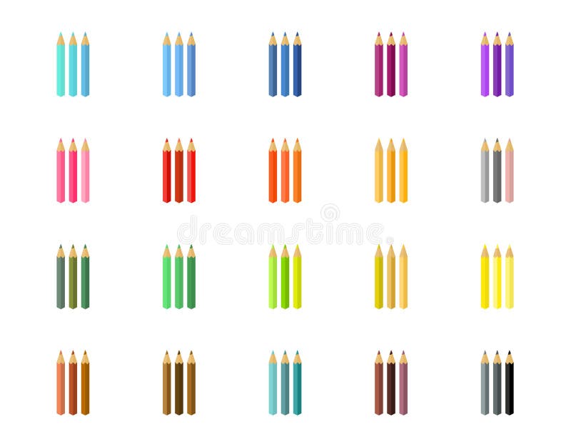 Collection of Colored Pencils,Flat Style. Vector Illustration Isolated ...