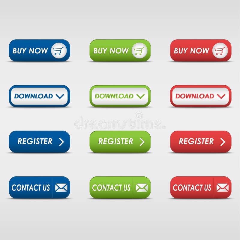 Collection of Colored Rectangular Buttons Stock Illustration ...