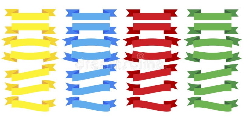 Collection of Colored Ribbons. Set of Horizontal Labels. Multicolored ...