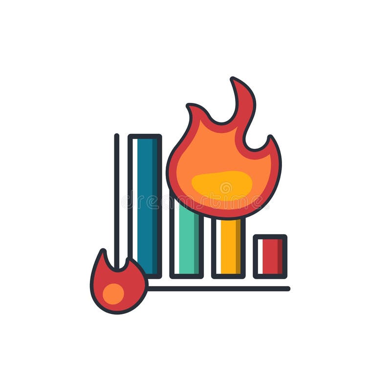 Collection Colored Thin Icon of Burning Graph Stock Vector ... Collection Colored Thin Icon of Burning Graph Stock Vector ...