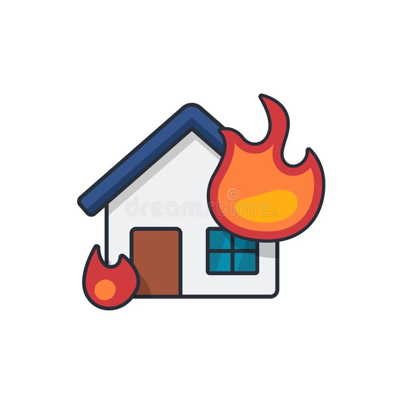 Collection Colored Thin Icon of Burning House Stock Vector ... Collection Colored Thin Icon of Burning House Stock Vector ...