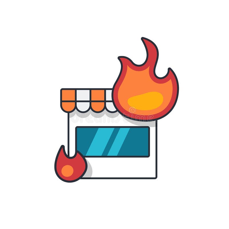 Collection Colored Thin Icon of Burning Shop Stock Vector ... Collection Colored Thin Icon of Burning Shop Stock Vector ...