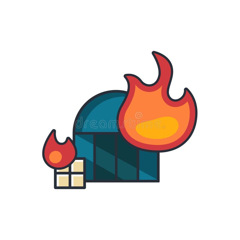 Collection Colored Thin Icon of Burning Warehouse Stock Vector ... Collection Colored Thin Icon of Burning Warehouse Stock Vector ...