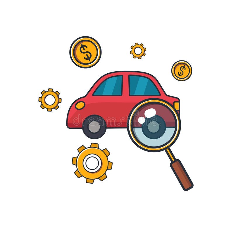 Collection Colored Thin Icon of Car Checking Stock Vector ...