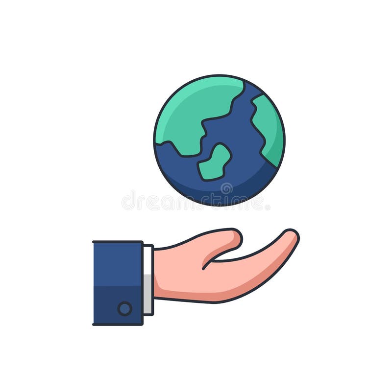 Collection Colored Thin Icon of the Earth on Hand Stock Vector ... Collection Colored Thin Icon of the Earth on Hand Stock Vector ...