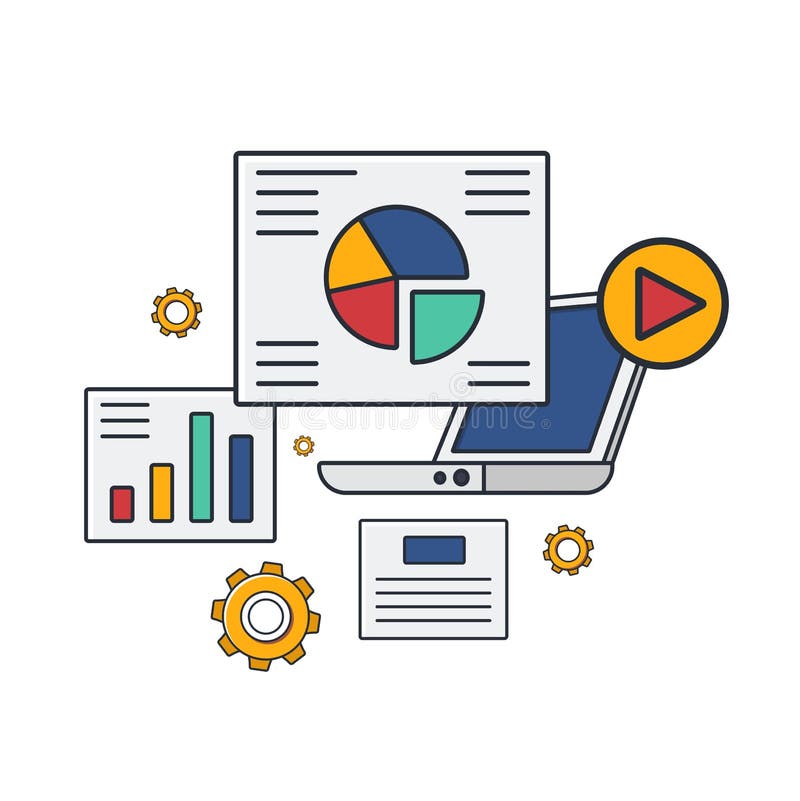 Collection Colored Thin Icon of Presentation Slides Stock Vector ...