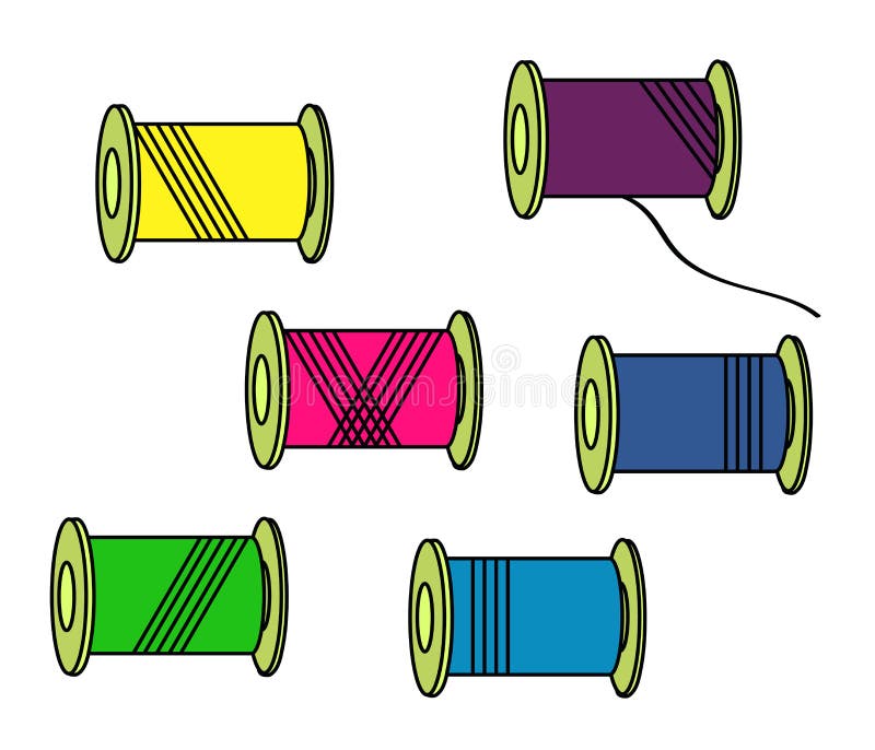 Collection of Colored Threads on a White Background. Stock Vector ...