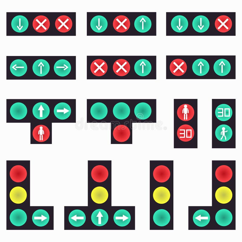Collection of Colored Traffic Lights Abstract Symbols Stock ...