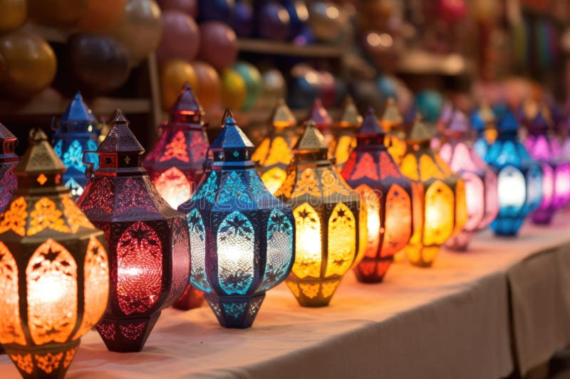 Colorful Arabian Lamp of Metal and Glass with Star Motive Stock Image ...