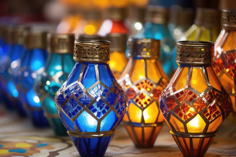 Colorful Arabian Lamp of Metal and Glass with Star Motive Stock Image ...