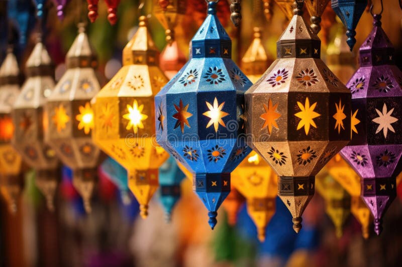 Colorful Arabian Lamp of Metal and Glass with Star Motive Stock Image ...
