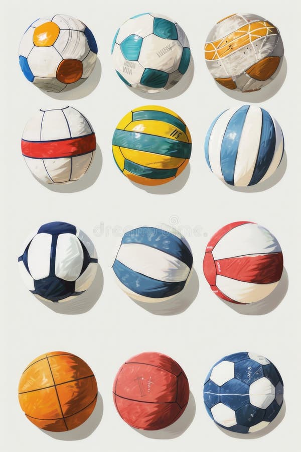 A Collection of Colorful Balls Placed on a White Surface Stock ...