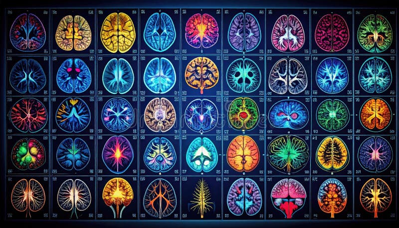 Collection of Colorful Brain Scan Images Showing Different Neurological ...