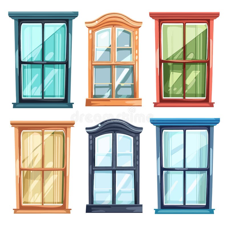 Collection Colorful Cartoonstyle Windows, Unique Frame Designs. Various ...