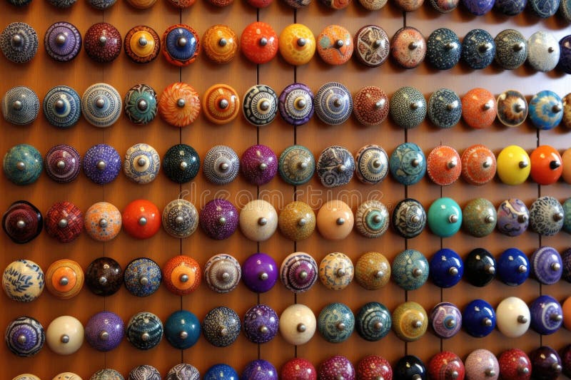 Collection of Colorful Ceramic Door Knobs on Display Stock Illustration ...