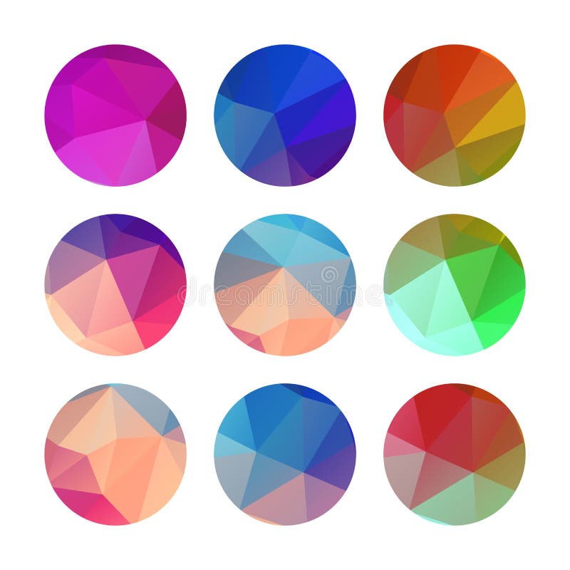 Collection of Colorful Circles with Triangle Pattern Stock Vector ...