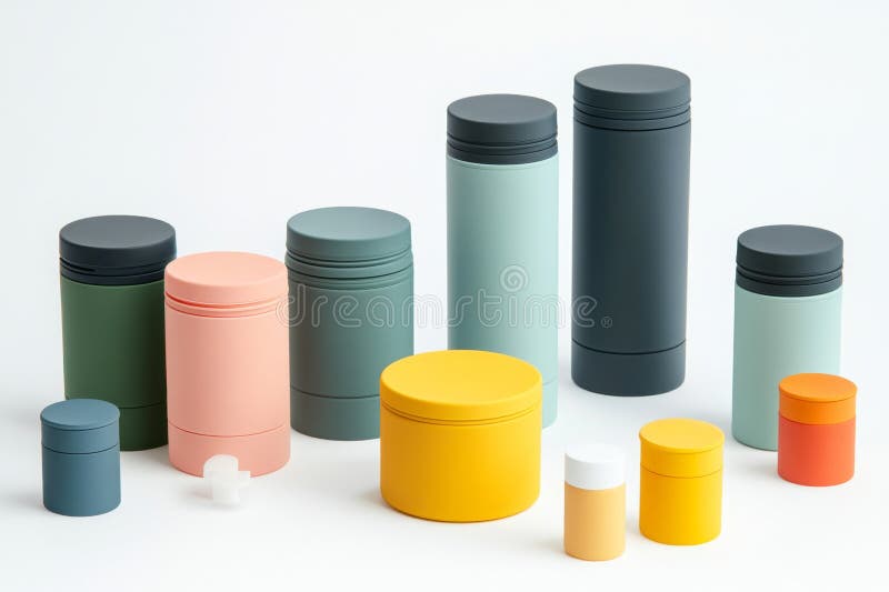 A Collection of Colorful Cylindrical Containers in Various Sizes. these ...