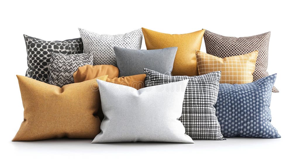 Collection of Colorful Decorative Pillows with Various Patterns and ...