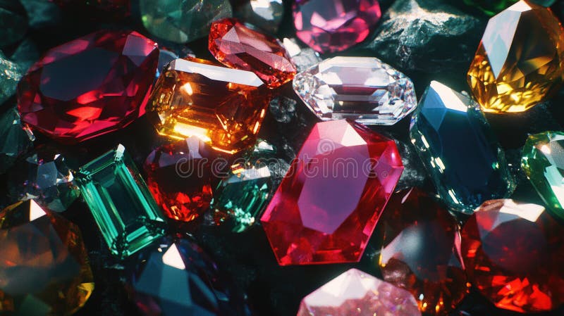 Close-up of Various Colored Diamonds Stock Photo - Image of crystal ...