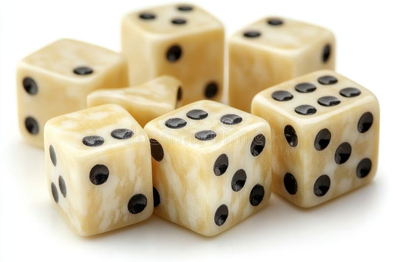 Colorful Dice Arranged in a Cluster on a Smooth Surface Reflecting ...