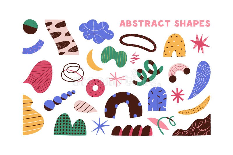Collection of Colorful Doodle Objects Vector Flat Illustration. Set of ...