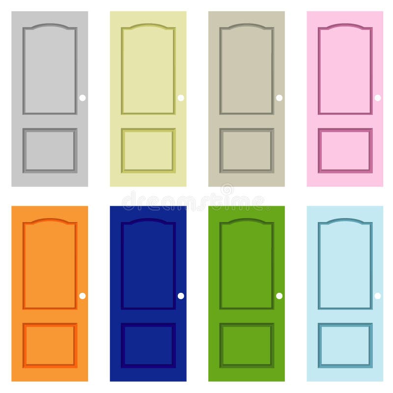 Three color doors stock illustration. Illustration of wall - 8747376