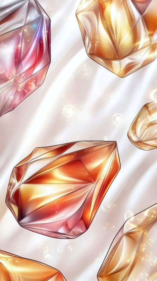 A Collection of Colorful, Faceted Gems on a Soft, Flowing Background ...