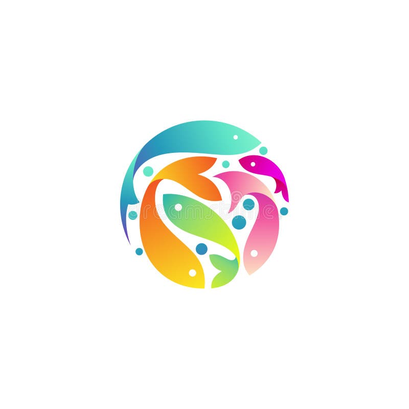 A Collection of Colorful Fish Logos Forming a Circle Stock Vector ...