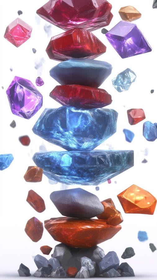 A Collection of Colorful, Floating Gemstones Arranged in a Visually ...