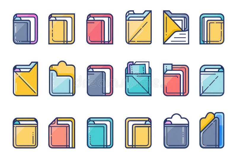 A Collection of Colorful Folders on a White Background Stock Photo ...