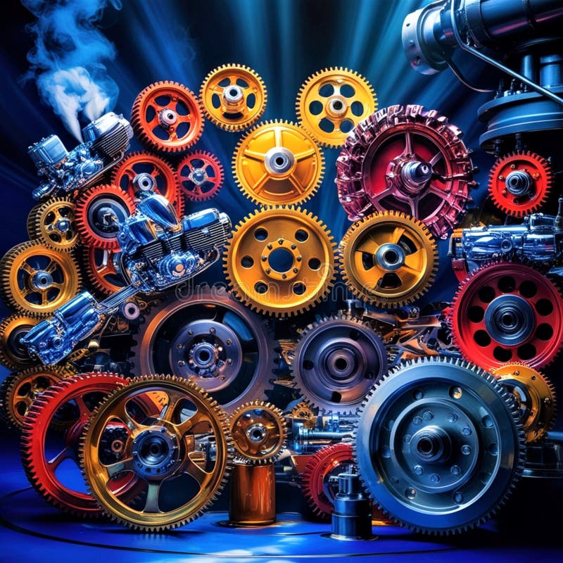Colorful gears stock illustration. Illustration of design - 353046843