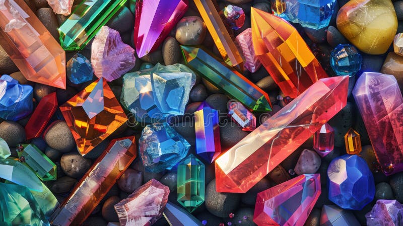 A Collection of Colorful Gems and Crystals Stock Photo - Image of ...