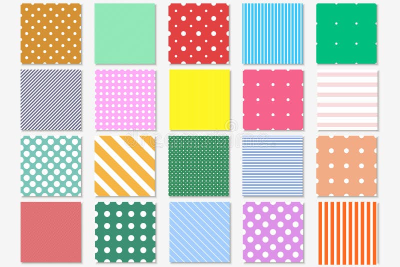 Collection of Colorful Geometric Seamless Patterns. Simple Bright ...