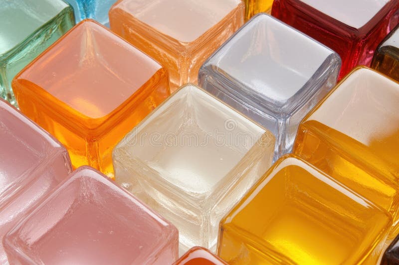 A Collection of Colorful Glass Cubes in Various Pastel Shades Creates ...