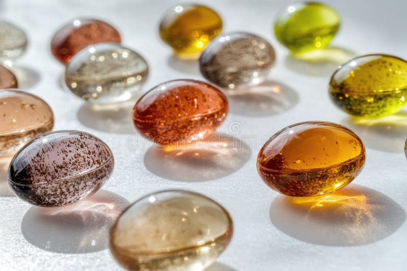 A Collection of Colorful Glass Marbles Arranged on a Table Surface ...