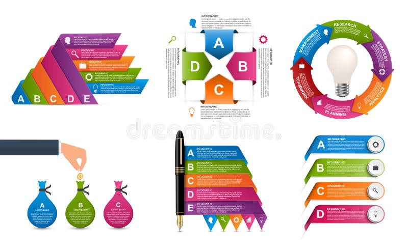 Big Collection of Colorful Infographics. Design Elements Stock Vector ...