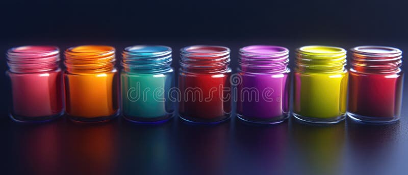 A Collection of Colorful Jars on a Table Stock Image - Image of ...
