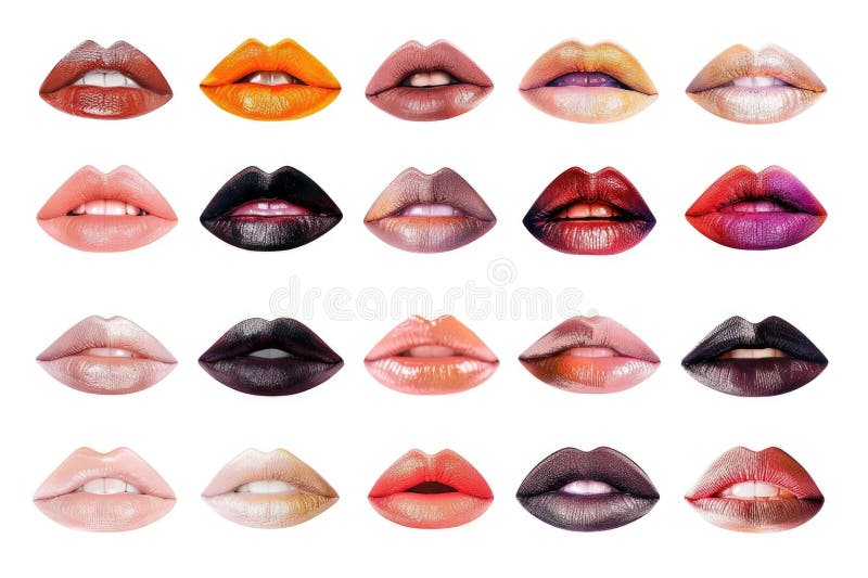 A Collection of Colorful Lips Against a Neutral White Backdrop Stock ...