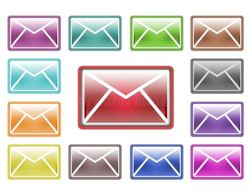 Colorful 3D Mail Icons. stock vector. Illustration of internet - 23274741