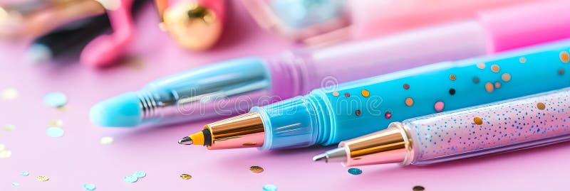 Collection of Colorful Metallic Pens Stock Illustration - Illustration ...
