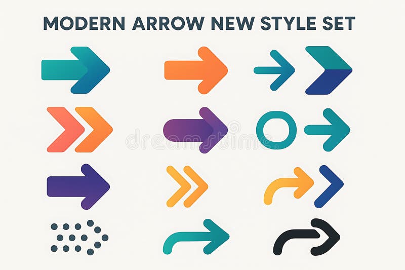 Collection of Colorful Modern Arrows in Various Styles and Shapes ...