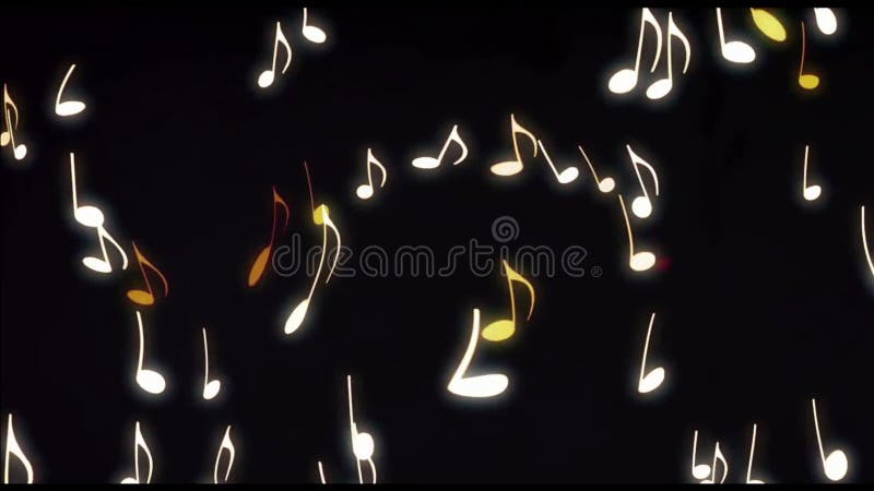 Music Notes Float in the Air Against a Black Background Stock Footage ...