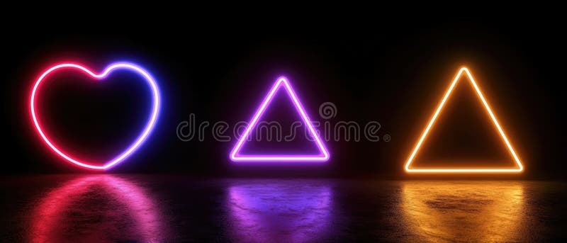 A Collection of Colorful Neon Lights Arranged on a Table Stock Image ...