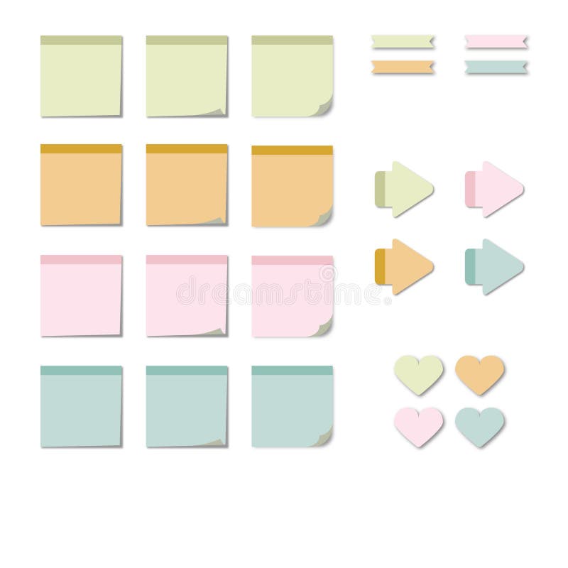 A Collection of Colorful Note Paper Sheets with a Curled Corner, Ready ...