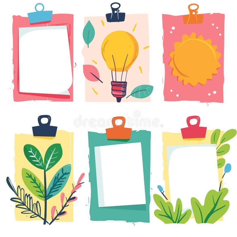 Collection Colorful Note Papers, Creativity Concept, Blank Space Text ...